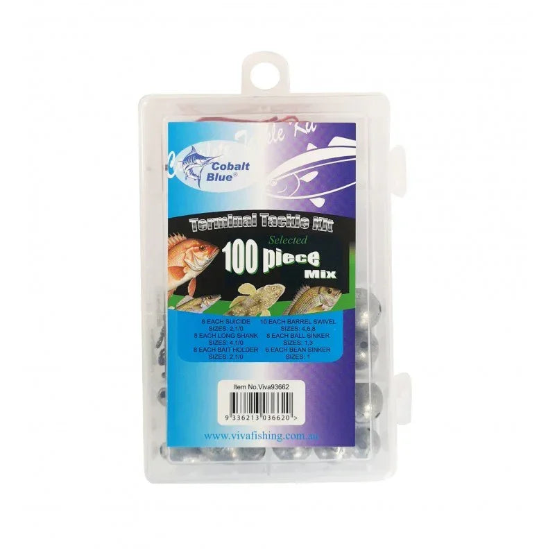 Cobalt Blue terminal tackle kit 100pc hooks – tackleaddiction.com.au
